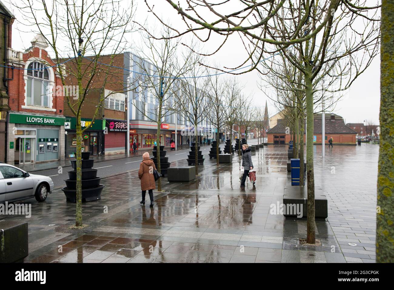 People walking the streets of Blyth, Northumberland on the North East ...