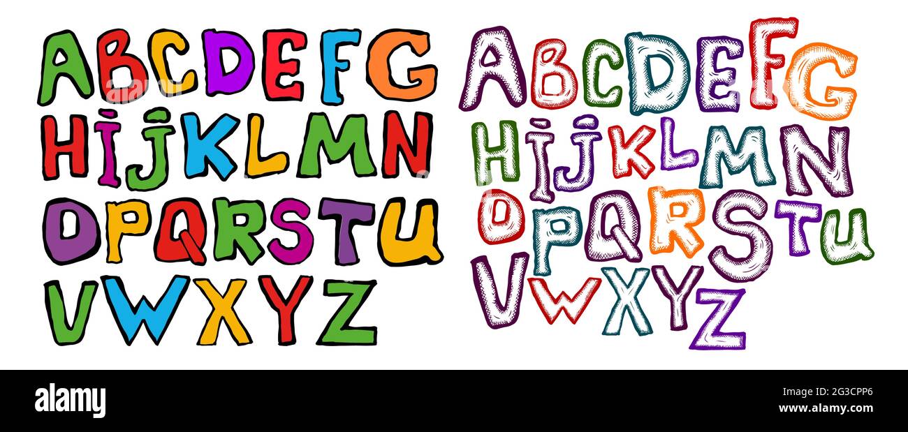 Colorful letters. Cheerful graphic letters. Vector illustration Stock ...