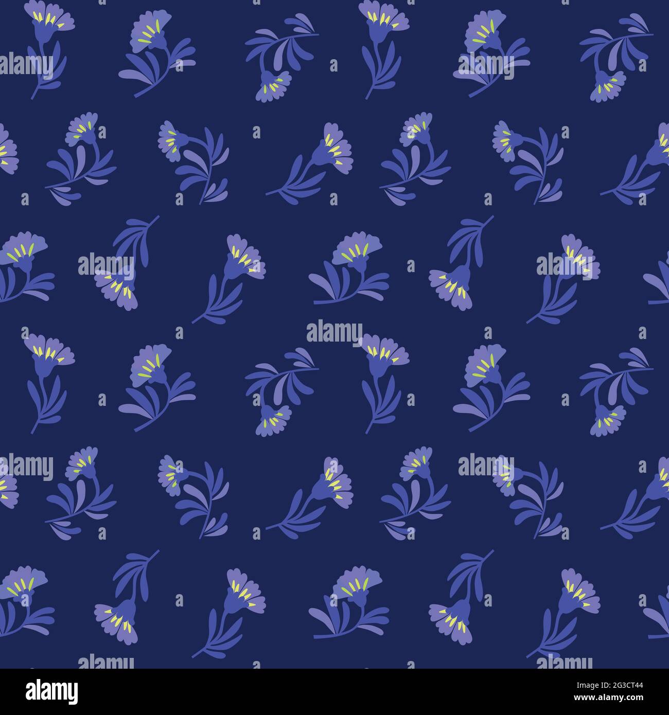 Vector floral pattern in minimalistic style with cute simple stylized ...