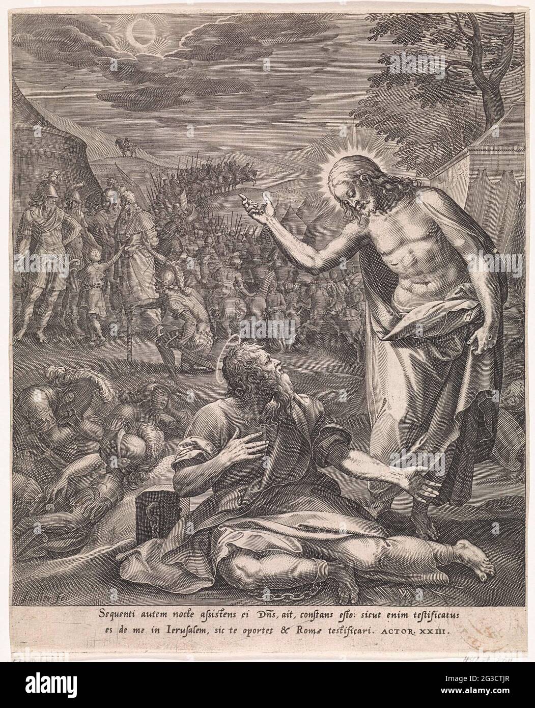 Christ appears to Paul in the army camp; Scenes from the life of the ...