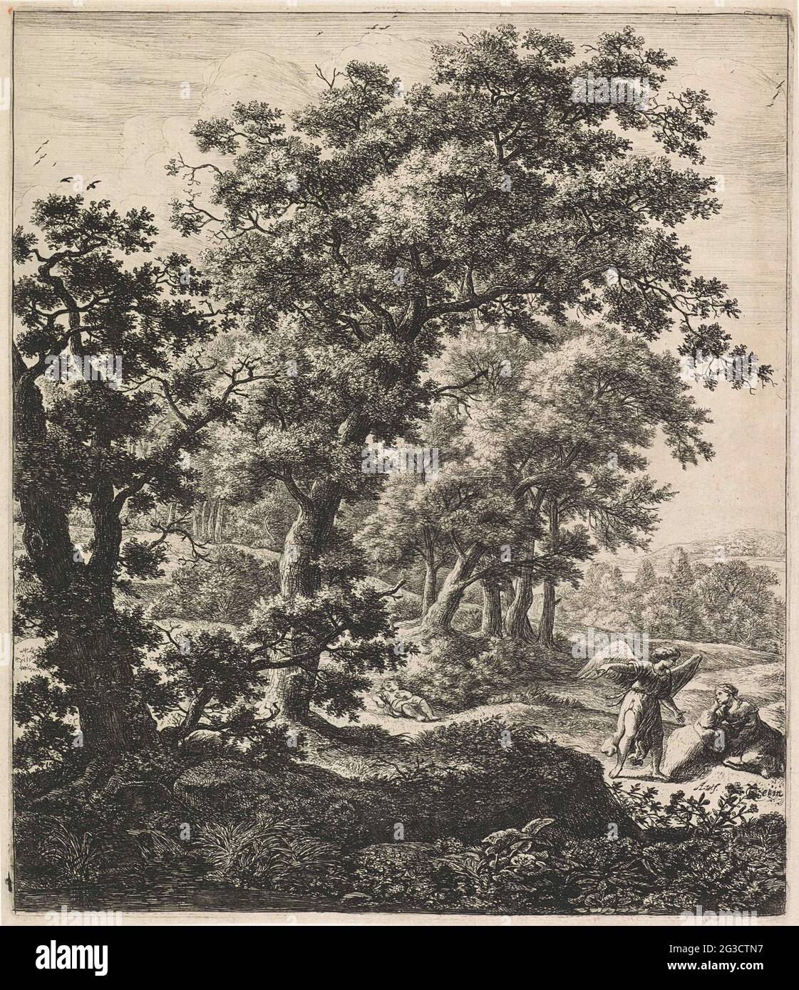 Hagar and the angel; Landscapes with biblical performances. Hagar is ...