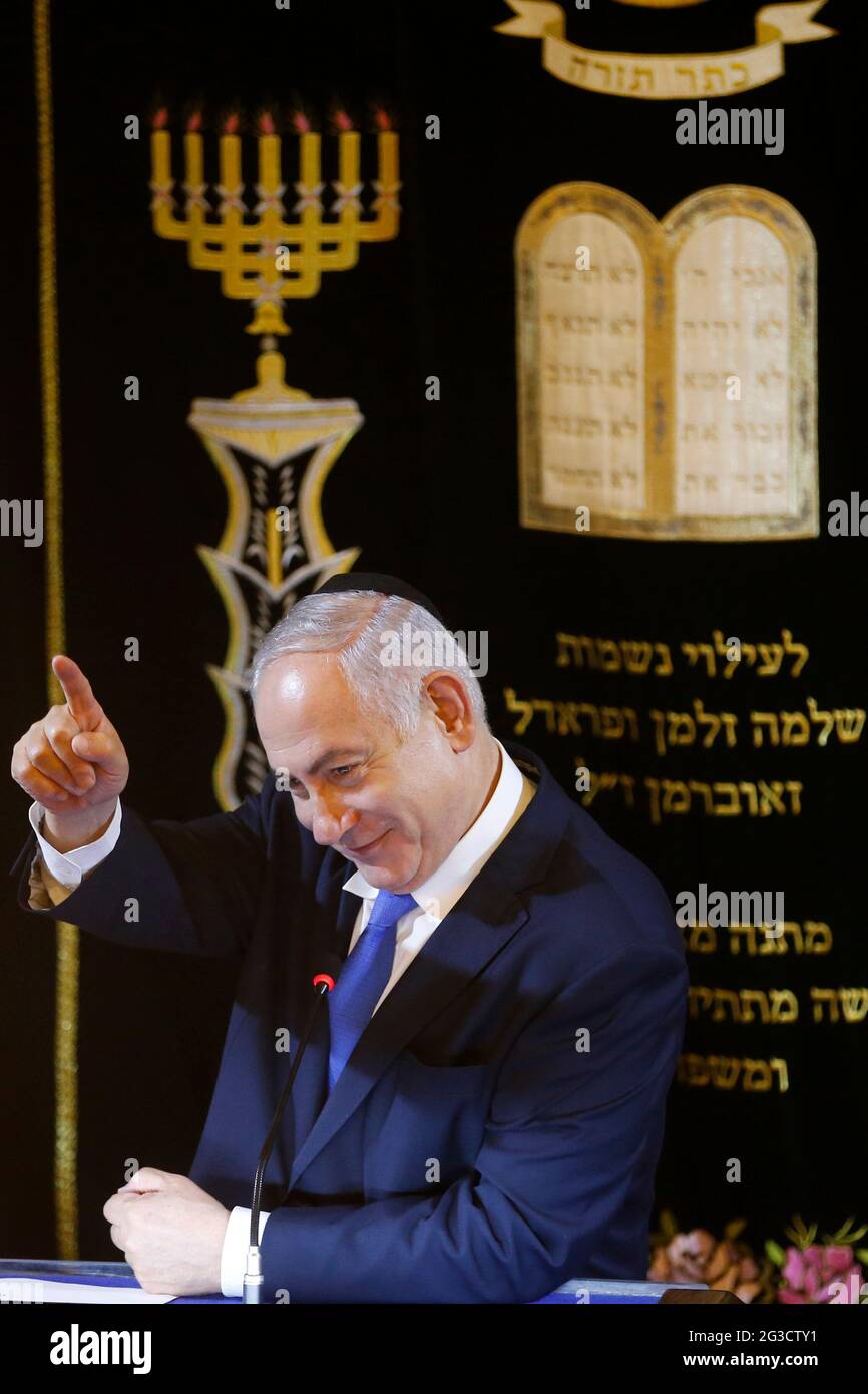 Benjamin Netanyahu prime minister of Israel visits the Synagogue of ...