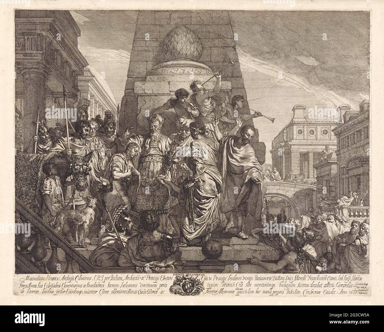 The Anointing of Solomon. Standing left of centre is the priest Zadok ...