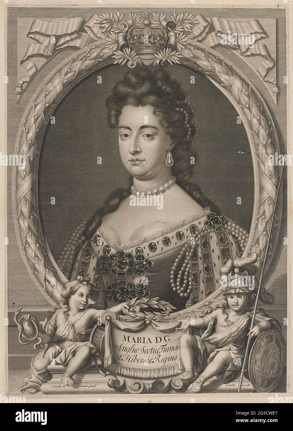 Portrait of Maria II Stuart. Portrait of Maria II in an oval of ...