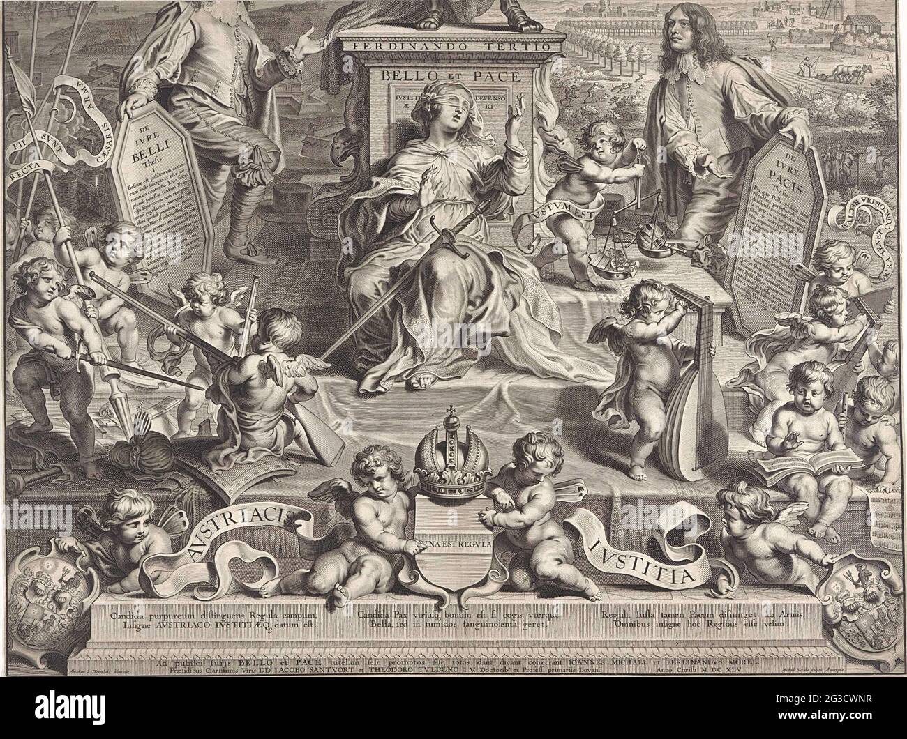 Portrait of German emperor Ferdinand III with an allegory on the war ...
