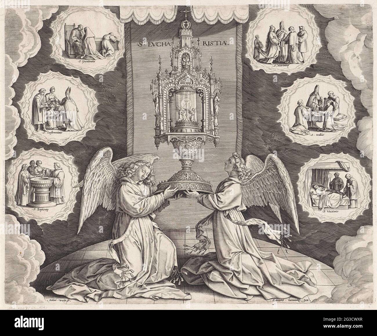 Seven sacraments; S. Evcharistiæ. The seven sacraments depicted, with ...