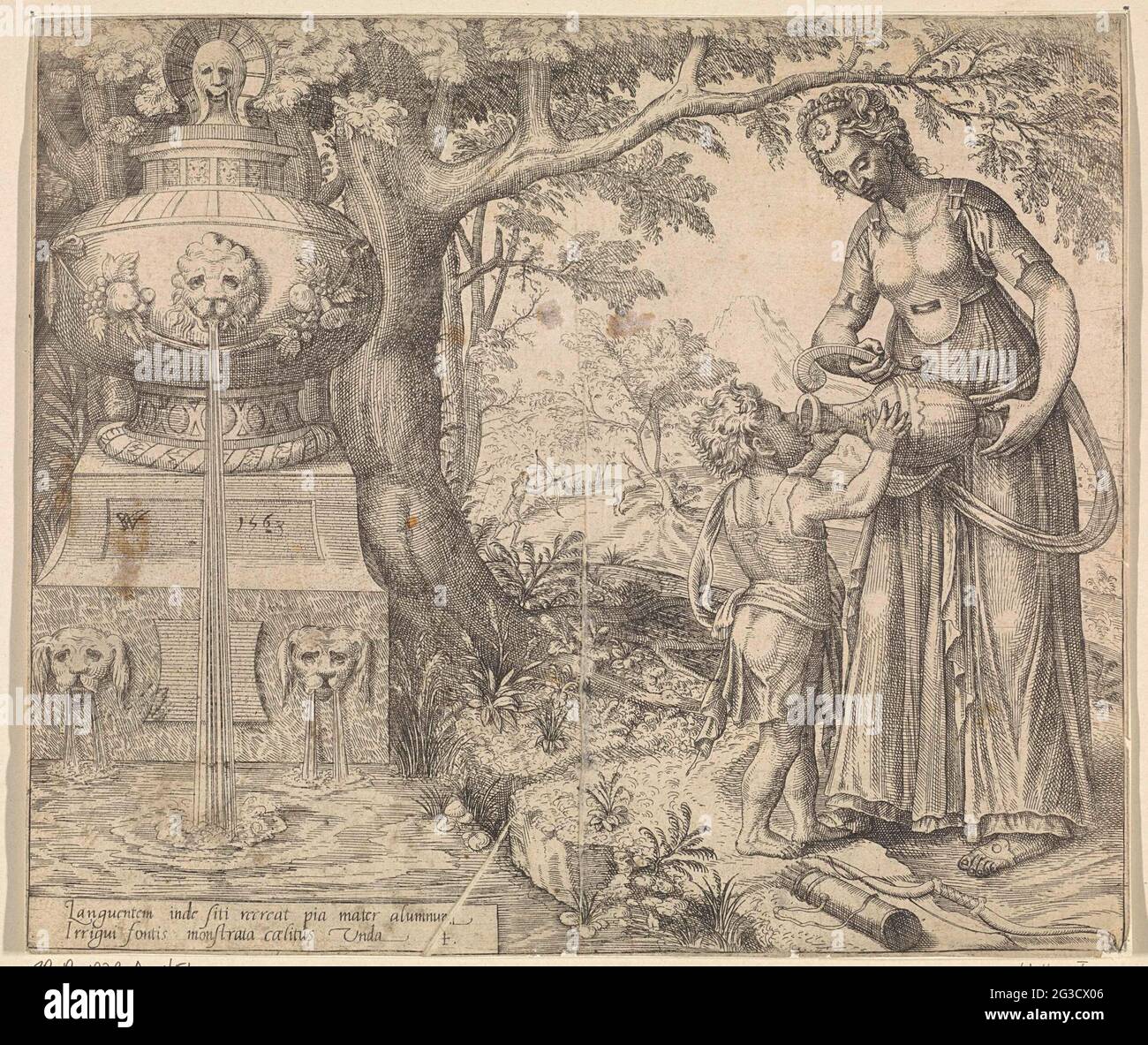 Hagar gives Ishmael drinking; History of Hagar and Ismaël. Hagar gives ...