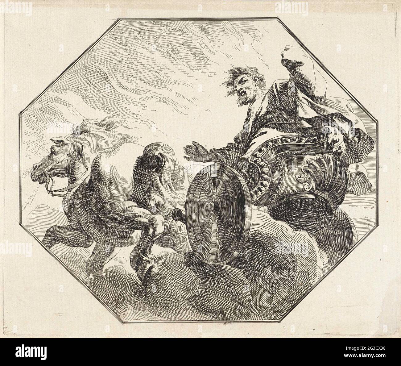 Ascension of Elijah. Elia is admitted to heaven in a triumph cart. His ...