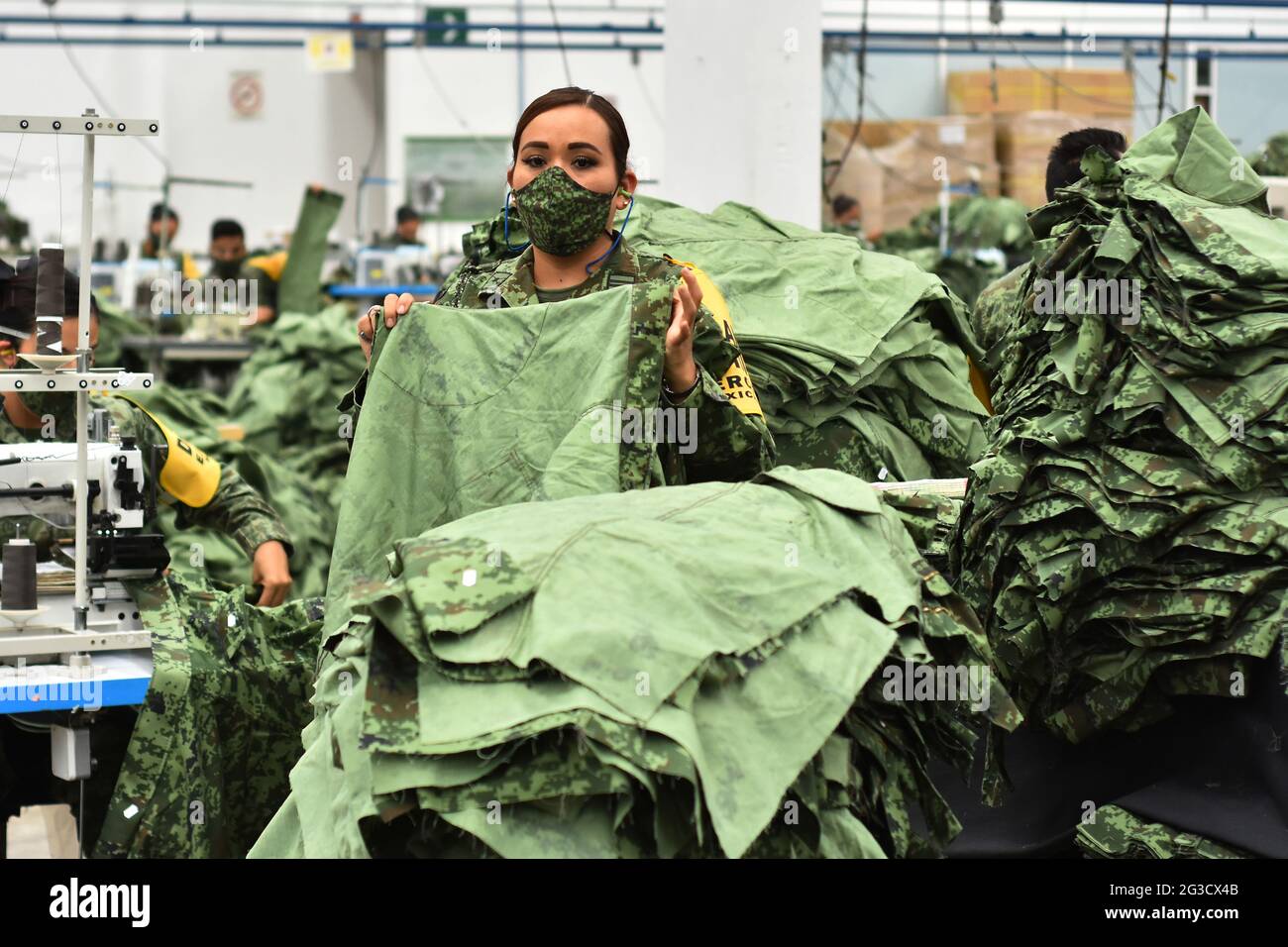 MEXICO CITY, MEXICO - JUNE 15: A military manufactures uniforms for ...