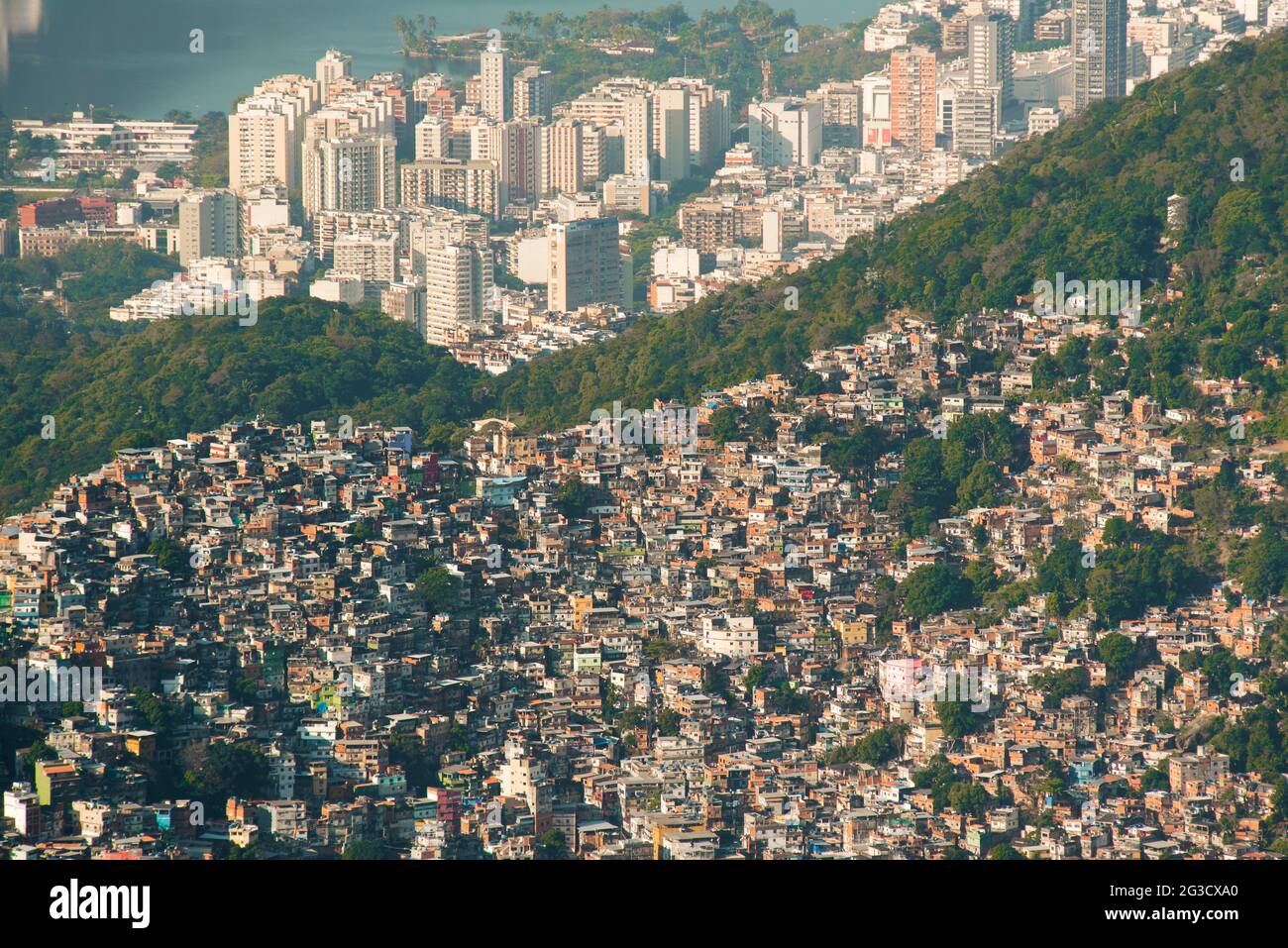Biggest Brazilian Favela Rocinha on the Hill and Leblon Neighborhood ...