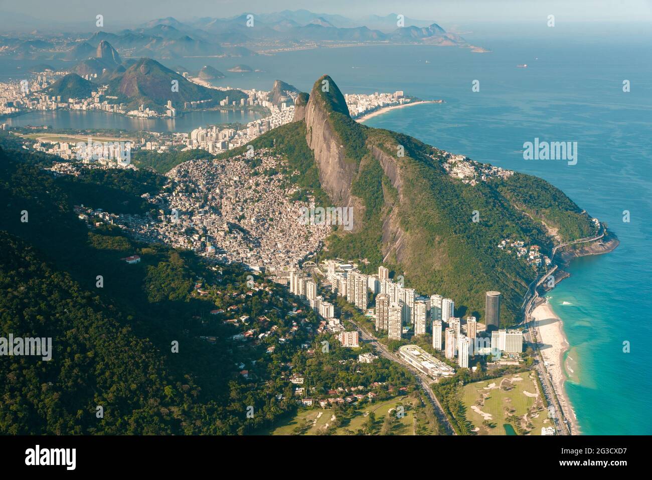 Aerial View of Two Brothers Mountain With Biggest in Brazil Favela ...