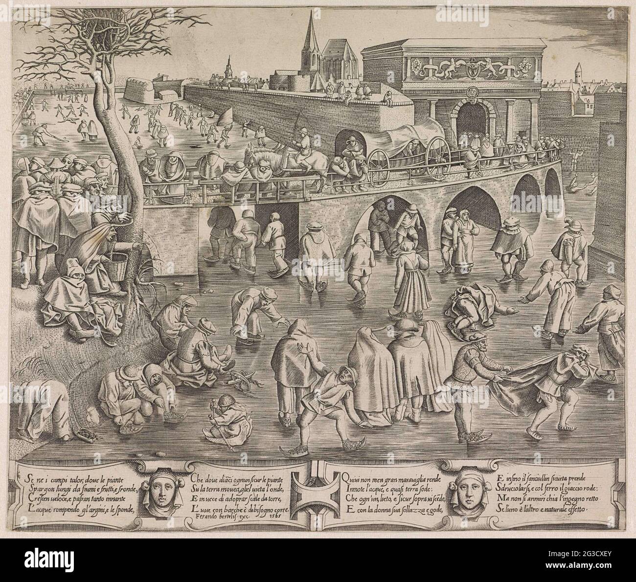 Skating riders at the Sint-Jorispoort in Antwerp. Ice provision and ...