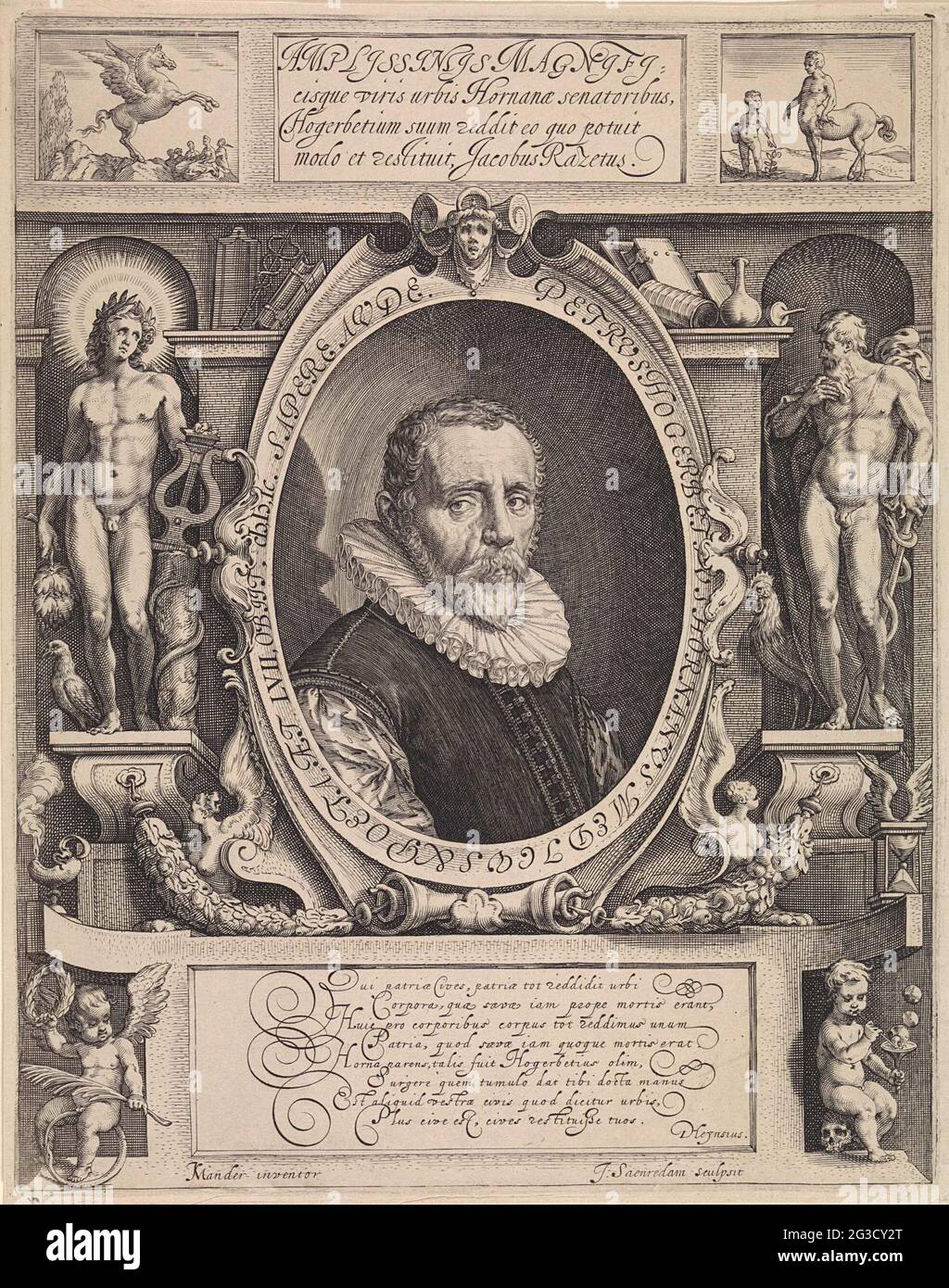 Portrait of Petrus Fighter. Bust to the right of the doctor and poet ...