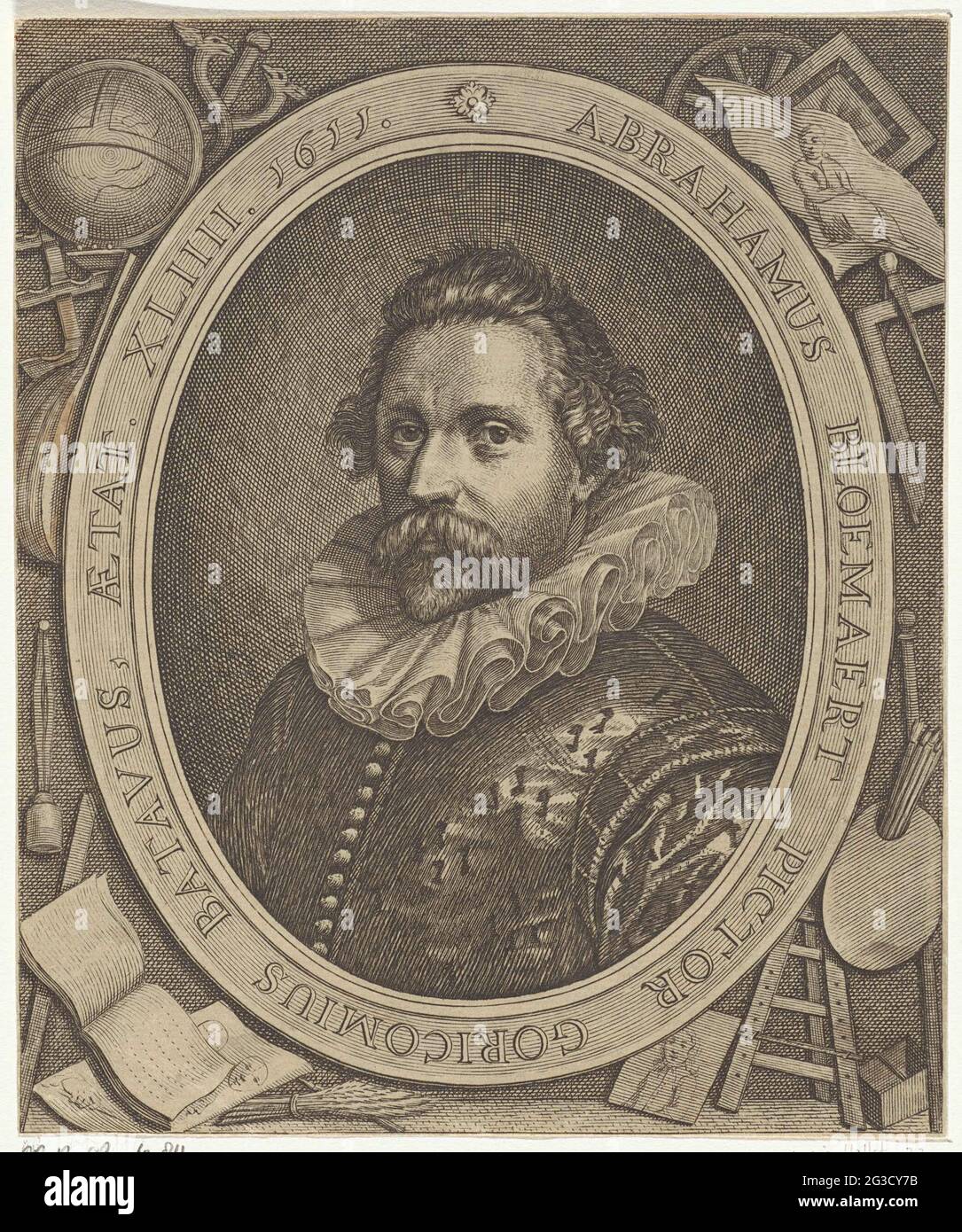 Portrait of Abraham Bloemaert. Portrait of painter, draftsman and print ...