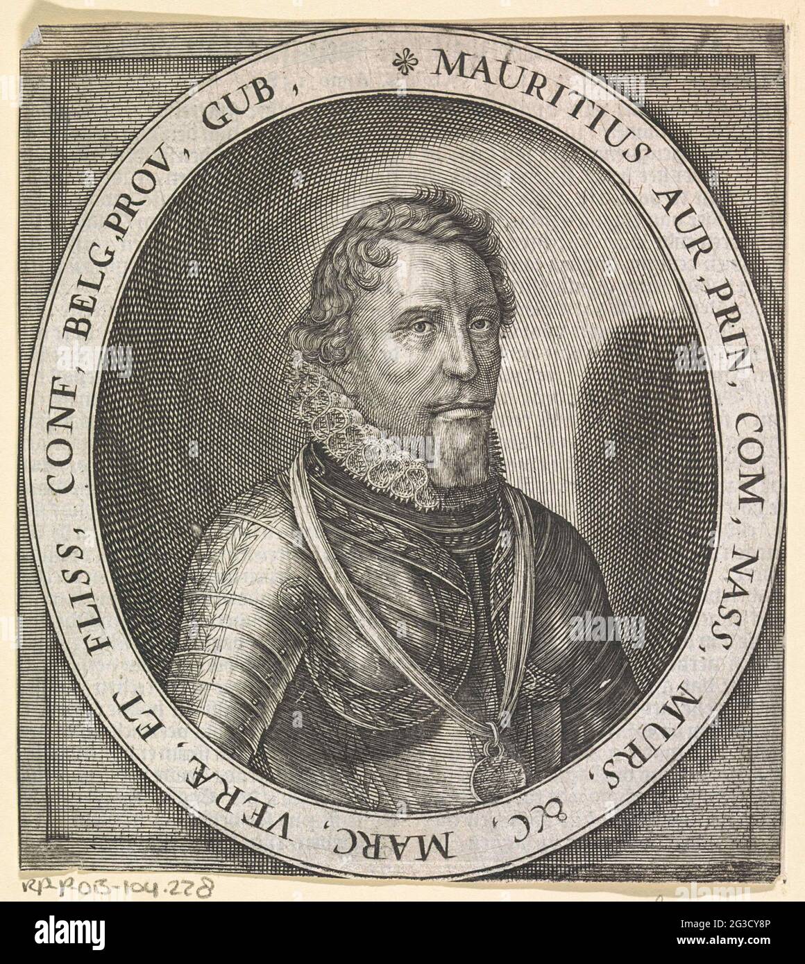 Portrait of Maurits, Prince of Orange. Portrait of Maurits in an oval ...