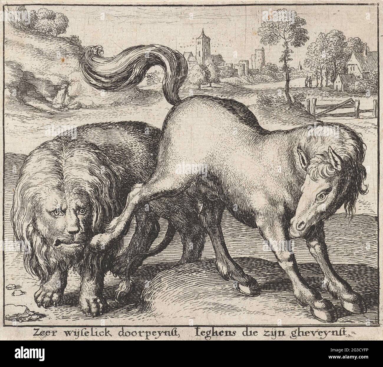 Fabul of the lion and stallion; Fables Stock Photo - Alamy