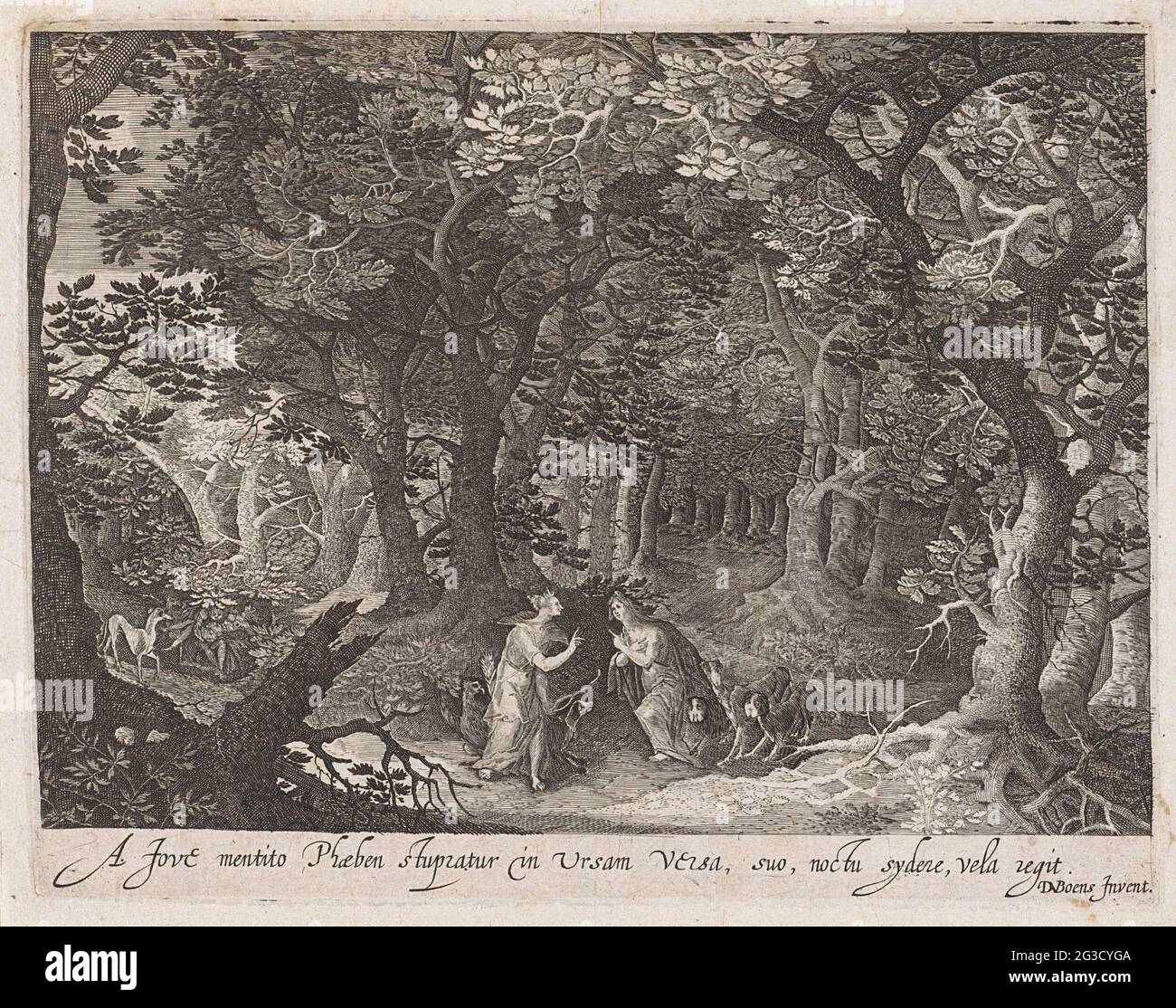Jupiter and Callisto; Scenes from Ovid 'Metamorphosen. On a forest path ...