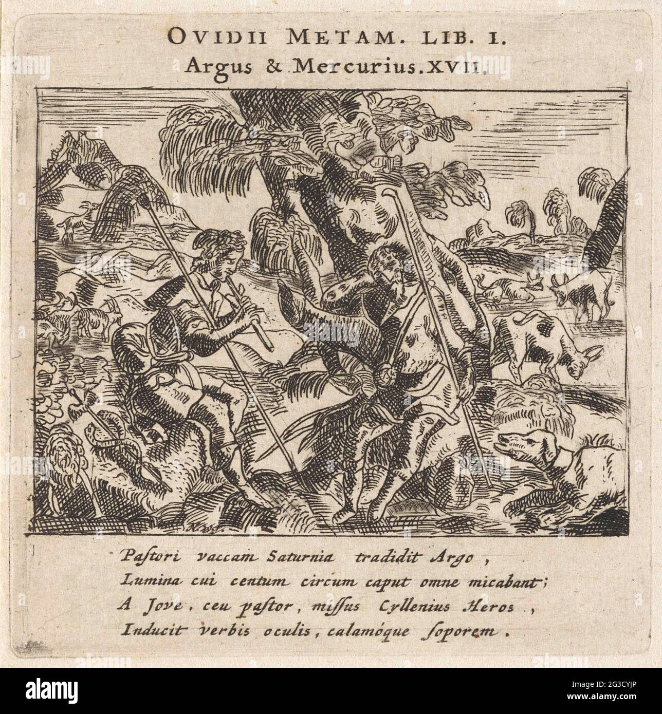Mercury and Argus; Ovidii Metam. LIB. I Argus & Mercury XVII; Scenes ...