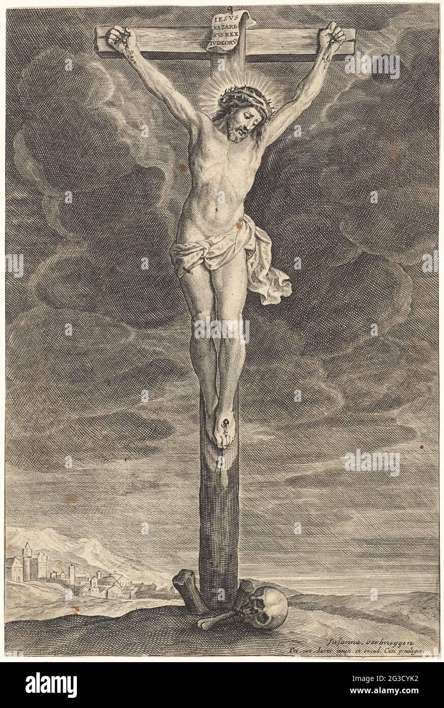 Christ on the cross. Christ on the cross, at the foot of it a skull and ...