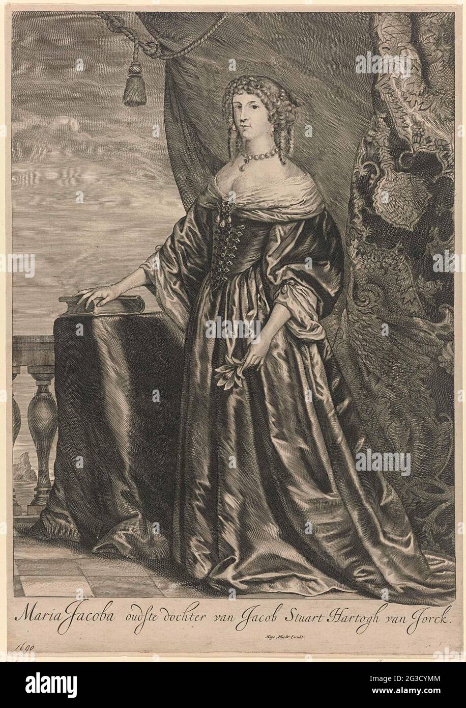 Portrait of Maria II Stuart. Portrait of Maria II. She stands next to a ...