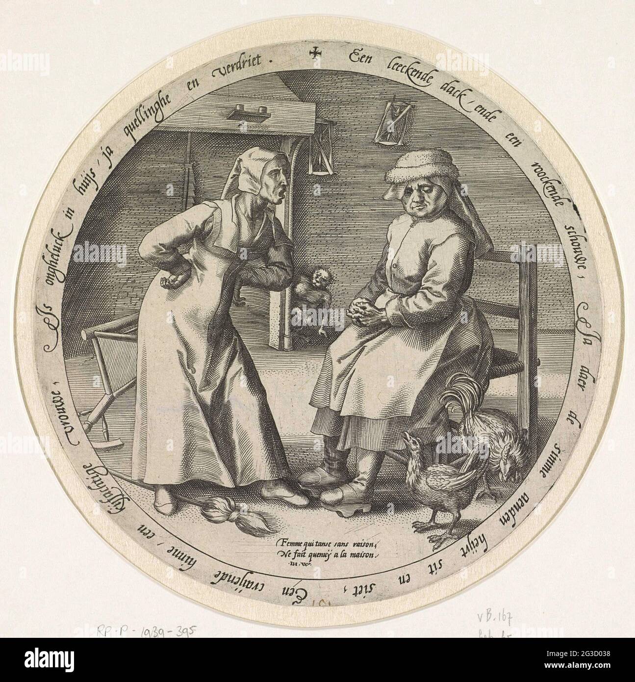 The sculpting woman and the cackling them; Flemish proverbs. Interior ...