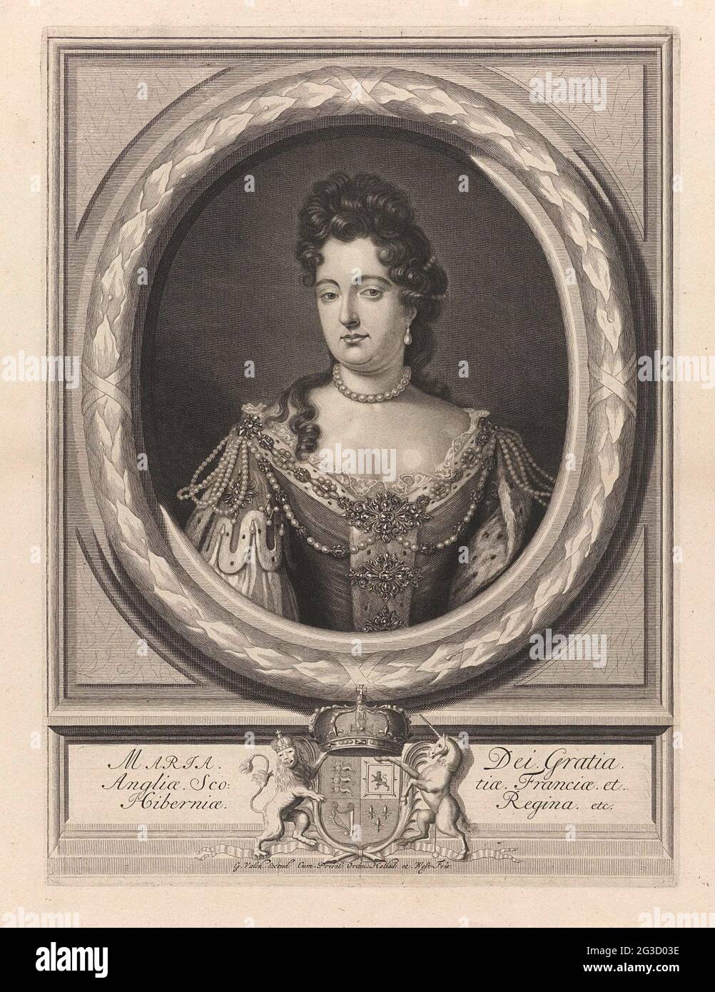 Portrait of Maria II Stuart. Portrait of Maria II in an oval of ...