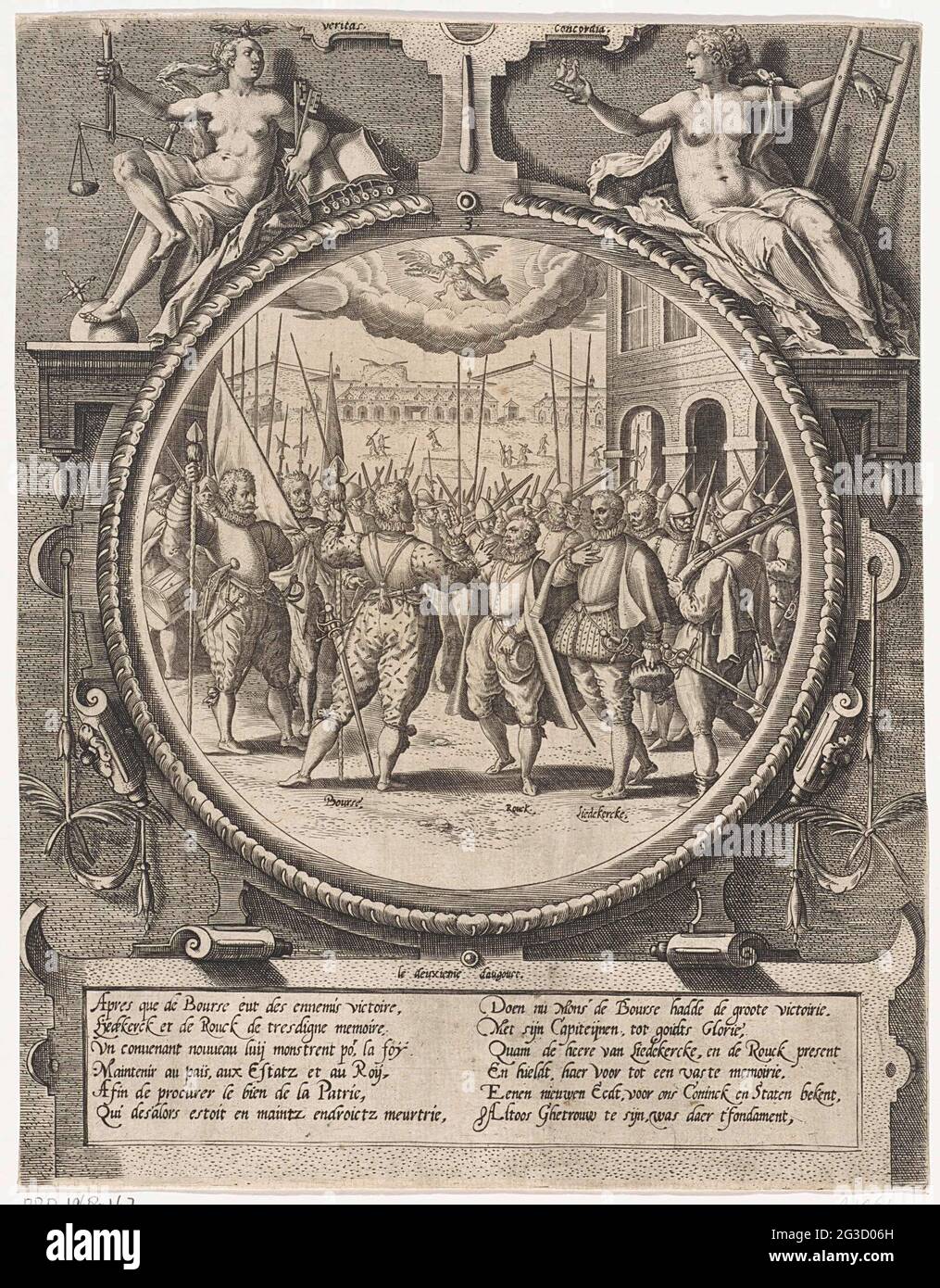 Bourse, Liedekercke and Roeck confirm their oath, 1577; Medallions with ...