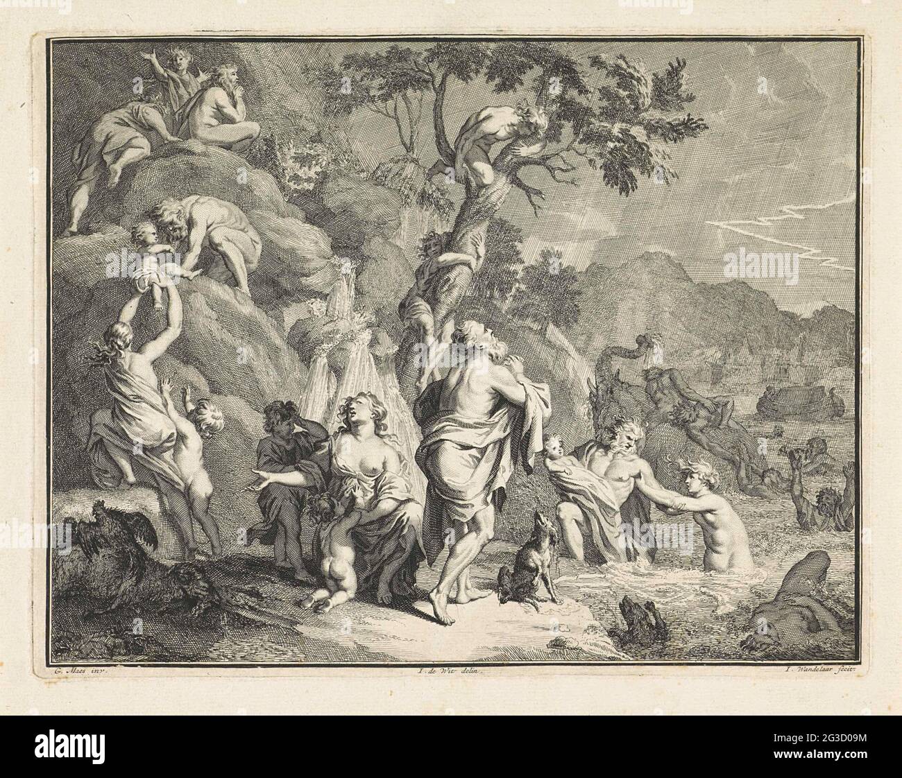 Flood. The flood flooded the earth. People and animals try to put ...