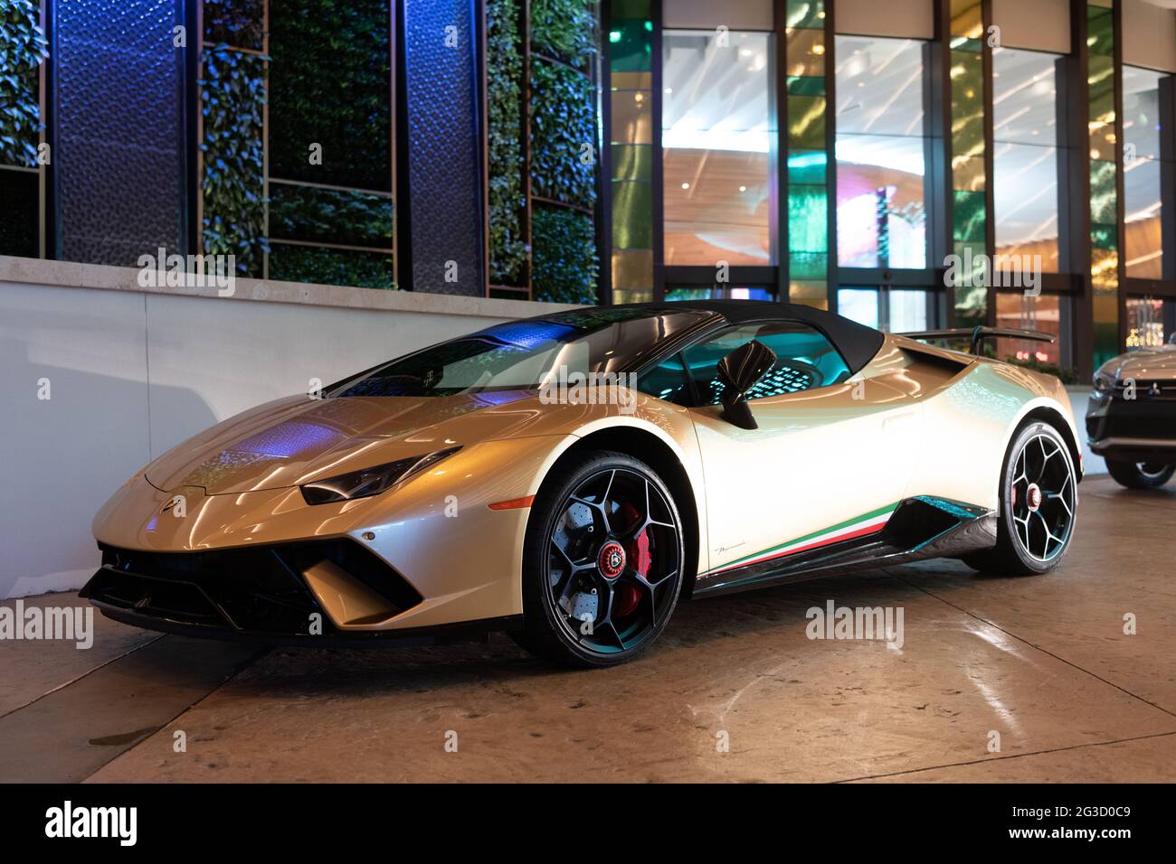 Palm Beach, Florida USA - March 22, 2021: Gold Lamborghini Aventador ...