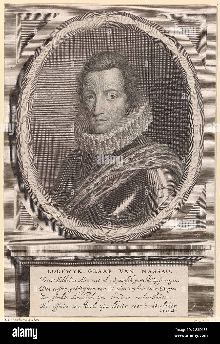 Portrait of Louis, Count of Nassau. Portrait of Louis in an oval of ...
