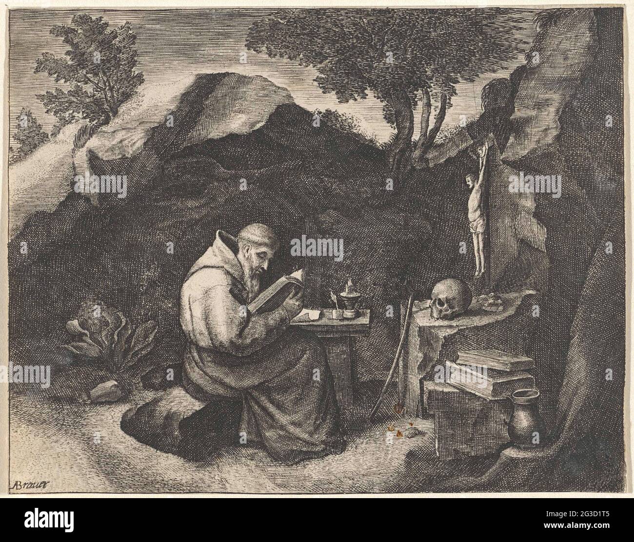 H. Franciscus reading in a cave Stock Photo - Alamy