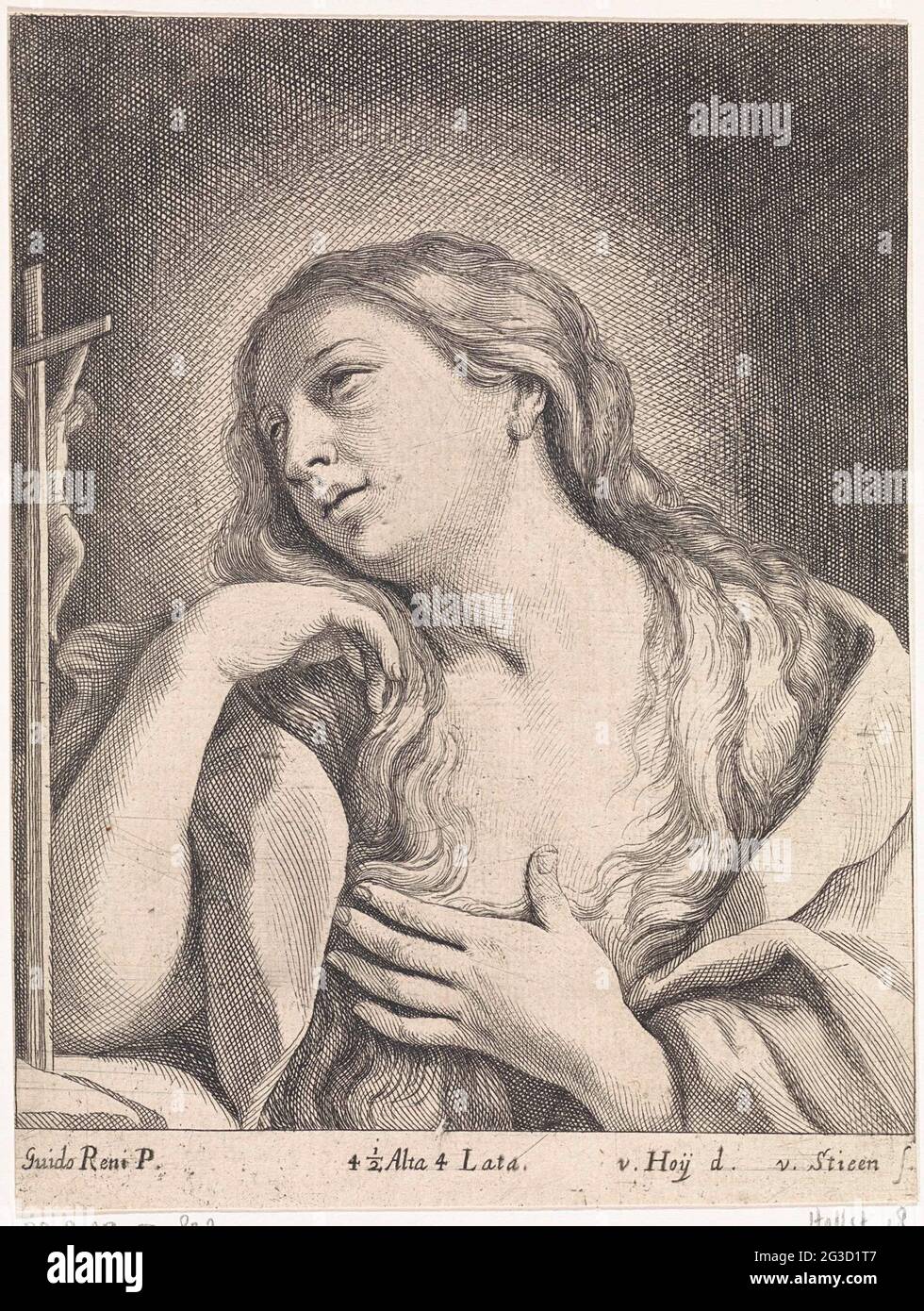 Mary Magdalene; Theatrum Pictiors. Mary Magdalene in worship at a crucifix Stock Photo - Alamy