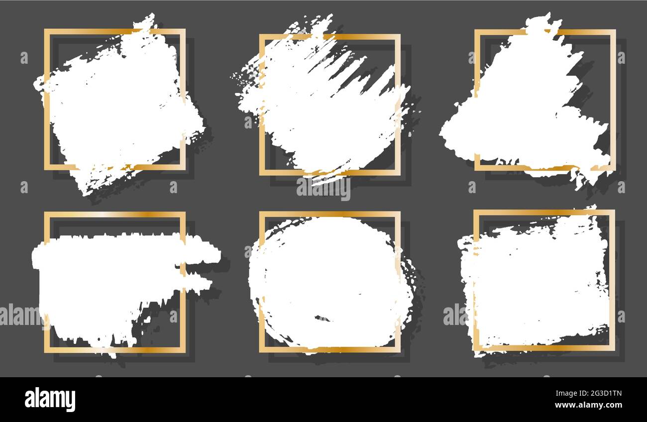 Abstract white spots set hand drawn with brush and ink with shadow and ...
