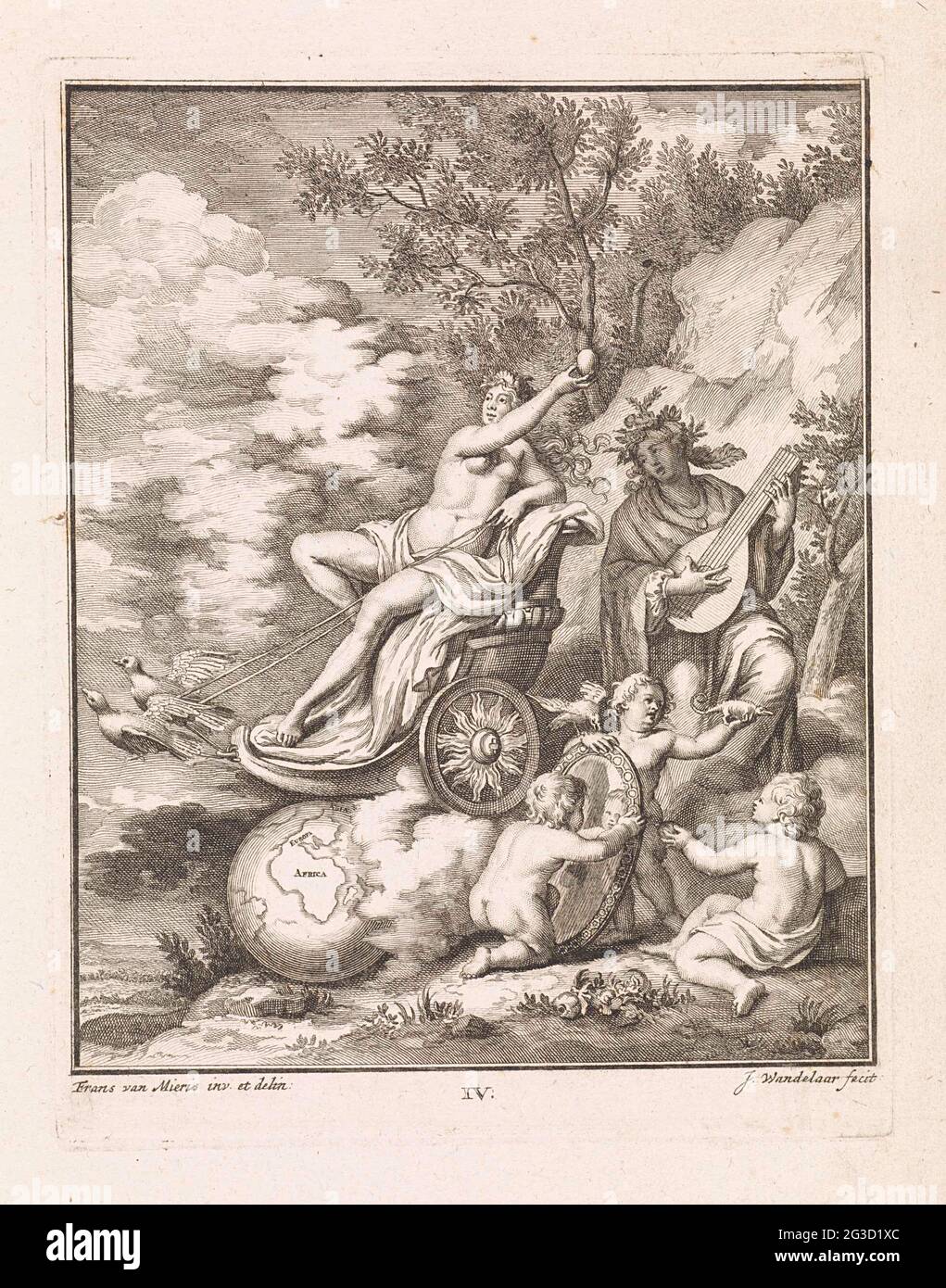 Venus continued on a car by pigeons. Venus flies through the air on her ...