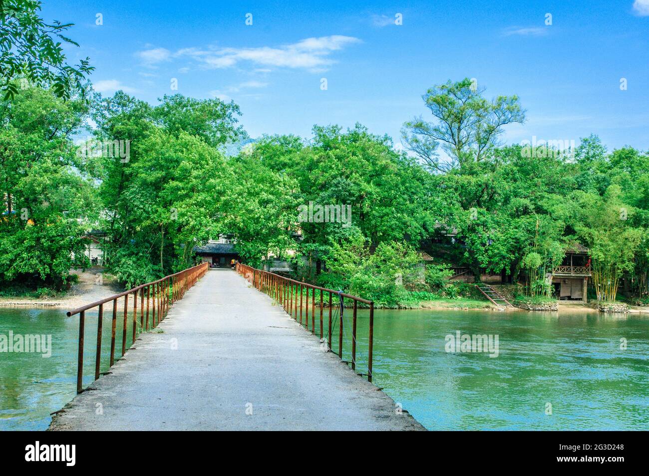 The countryside scenery with a bridge in the summer Stock Photo - Alamy