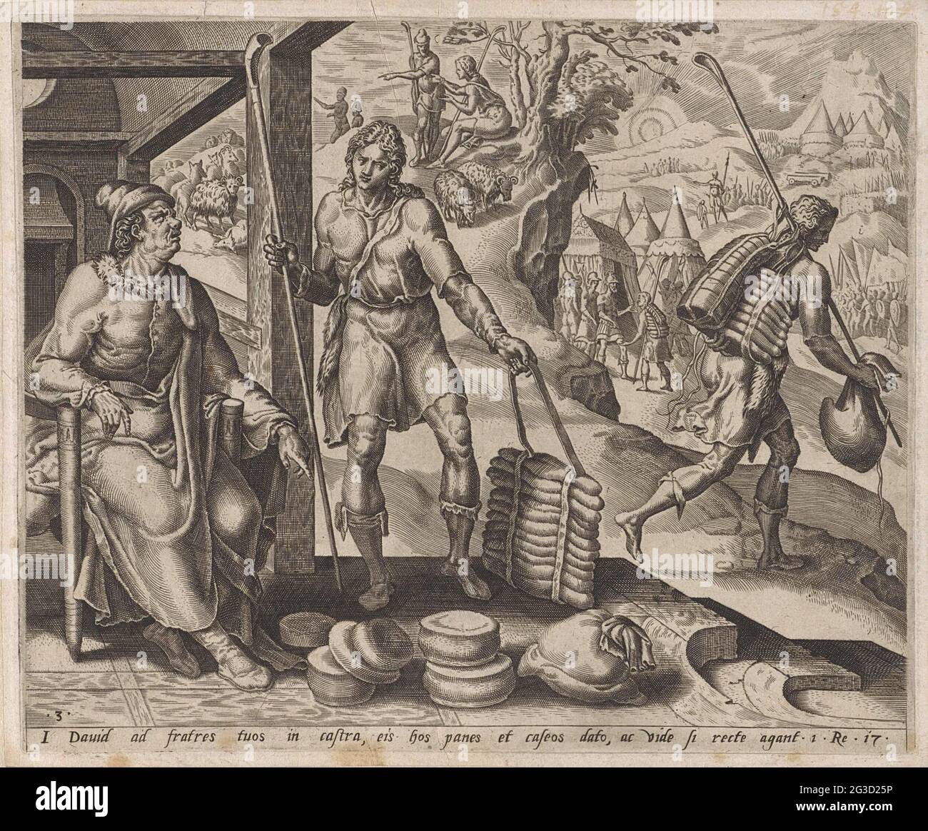 David leaves with food to his brothers; Story of David and Saul. Isaï ...