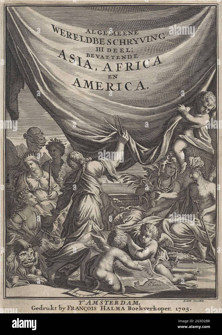 Allegorical show with personsifications of the Asia, Africa and America ...