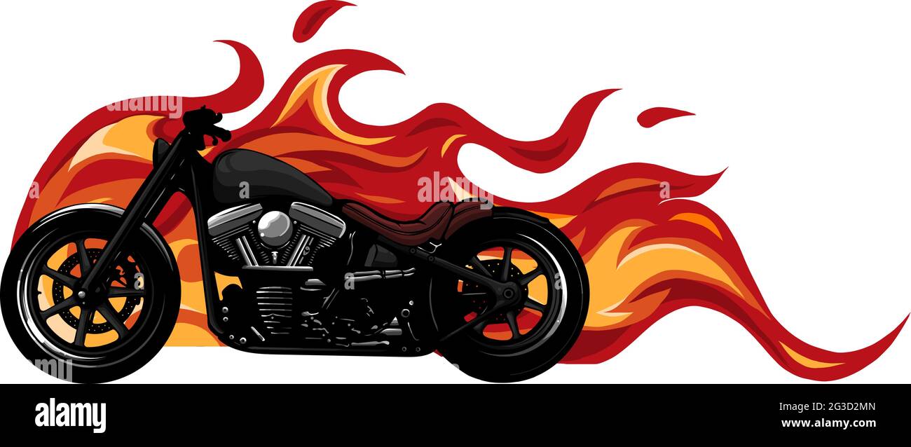 custom motorcycle with flames vector illustration design Stock Vector ...