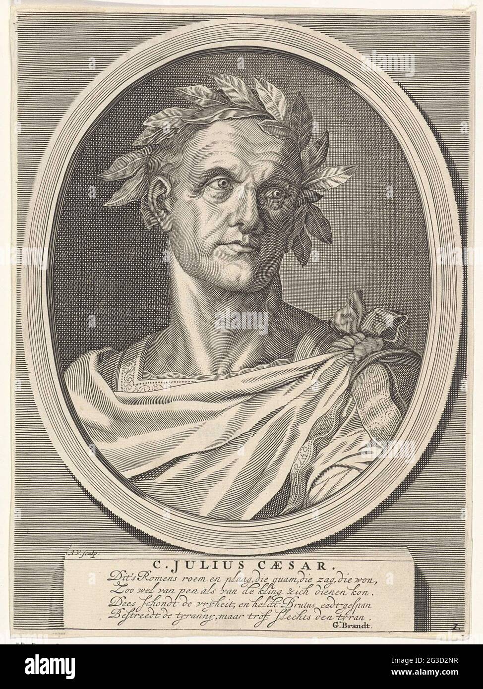 Portrait of Julius Caesar; Classic portraits. Portrait of Julius Caesar, with a laurel wreath on ...