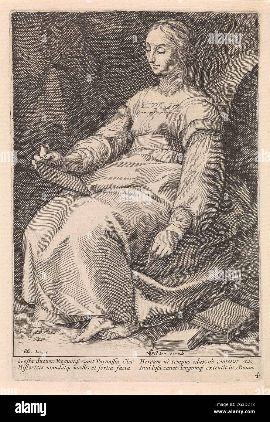 Clio; The nine muses. The seated Clio, the muse of history, keeps a ...