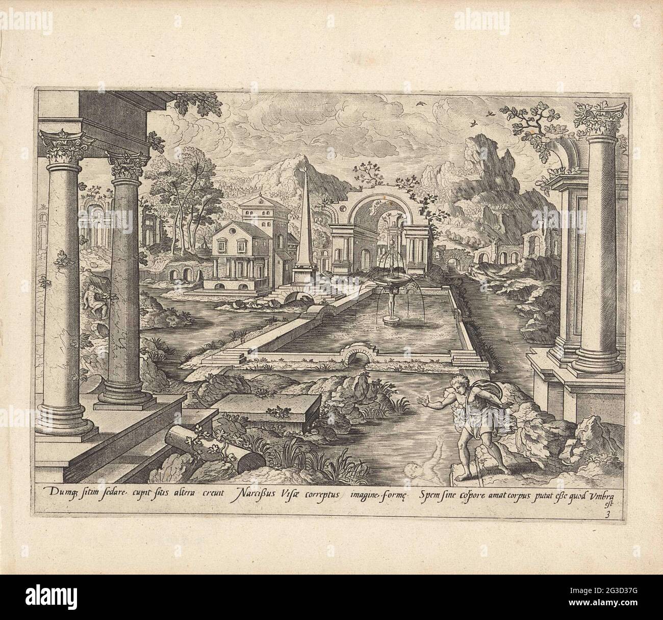 Landscape with narcissus; Metamorphoses from Ovid. In a landscape with ...