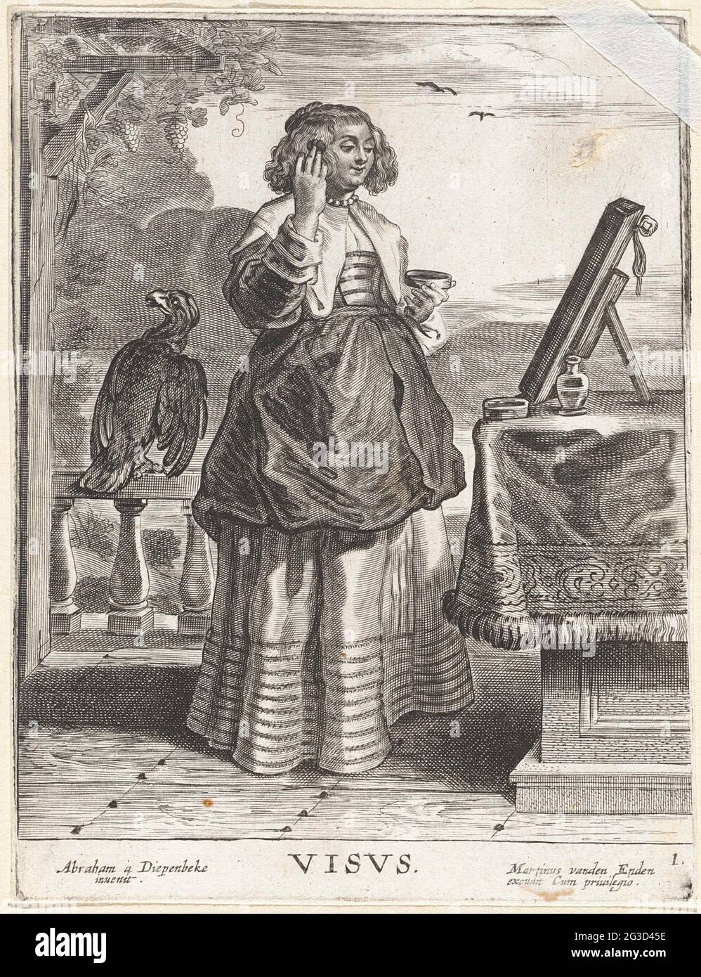 Face; Visus; Five senses. Personification of the sense face. A woman ...