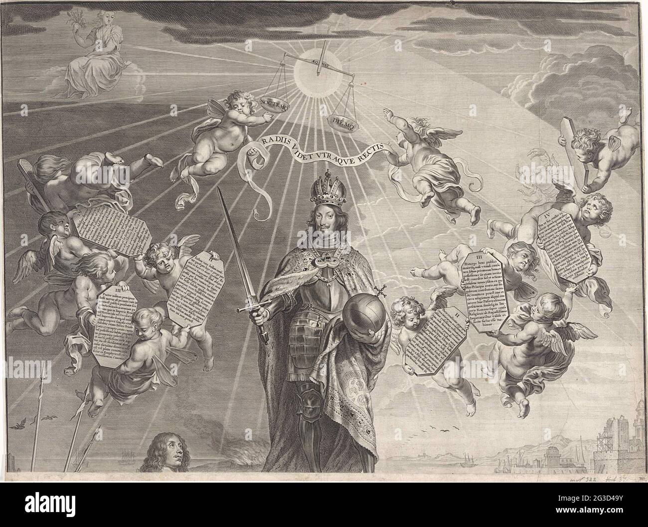 Portrait of German emperor Ferdinand III with an allegory on the war ...