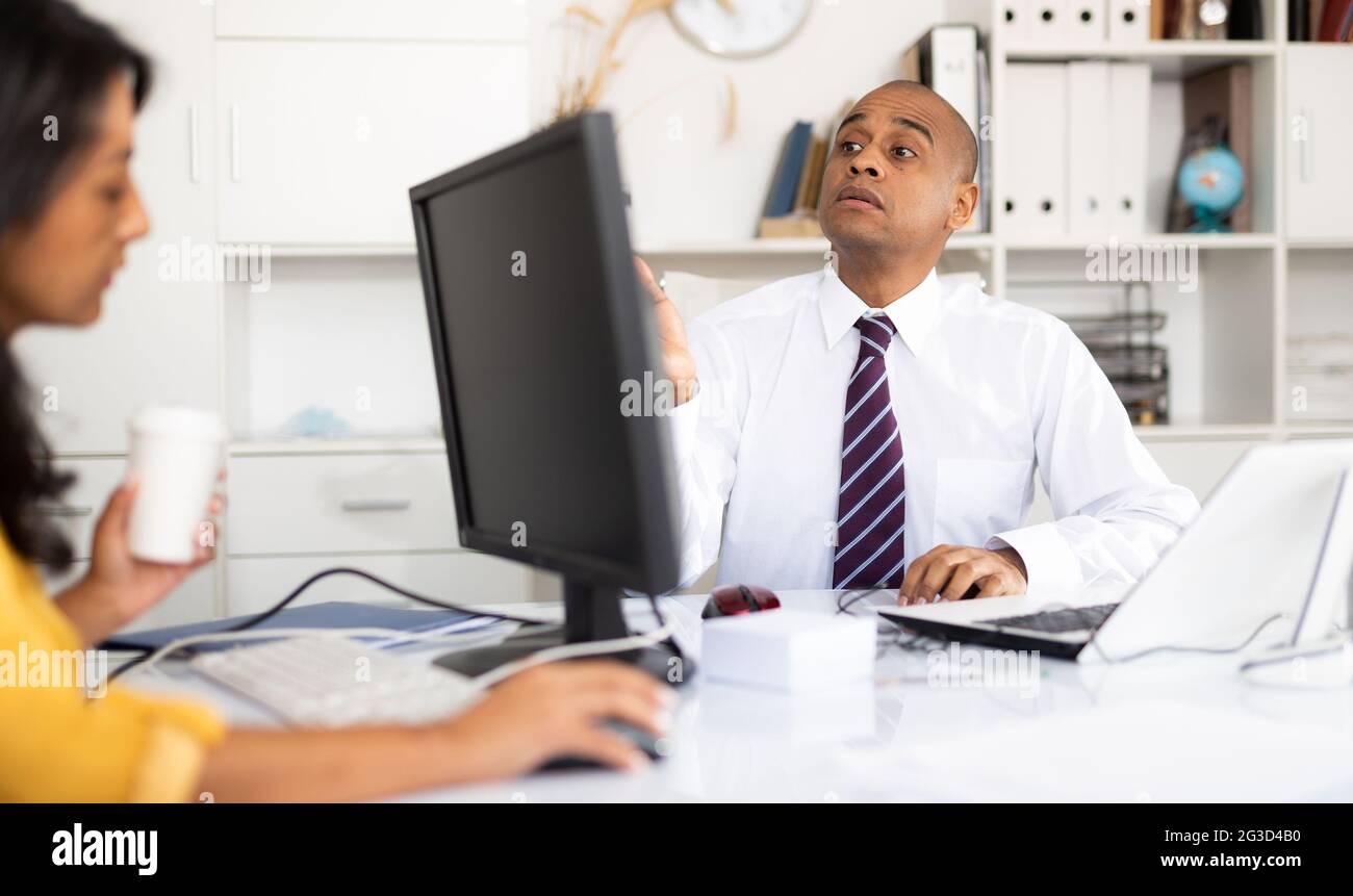 Director and secretary work in office Stock Photo - Alamy
