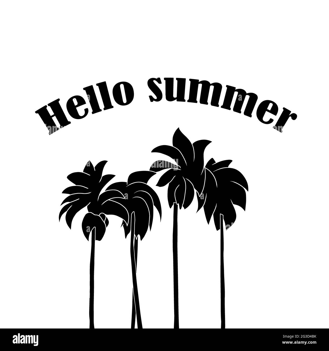 Illustration of palm trees on a white background with a "Hello Summer ...