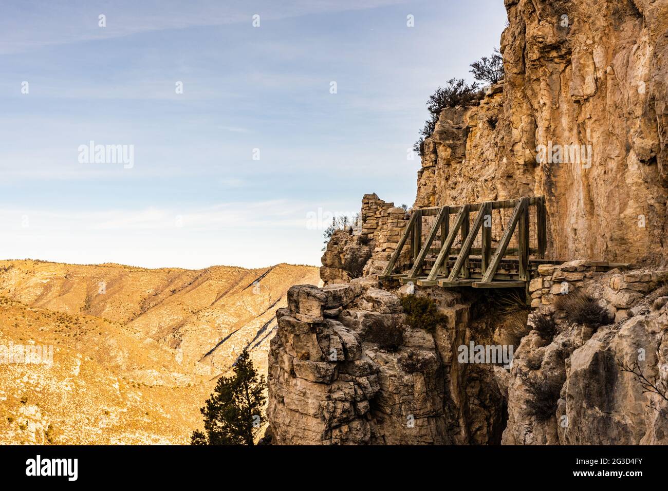Bridge on Guadalupe Peak Trail Hugs Cliffside Wall Stock Photo - Alamy