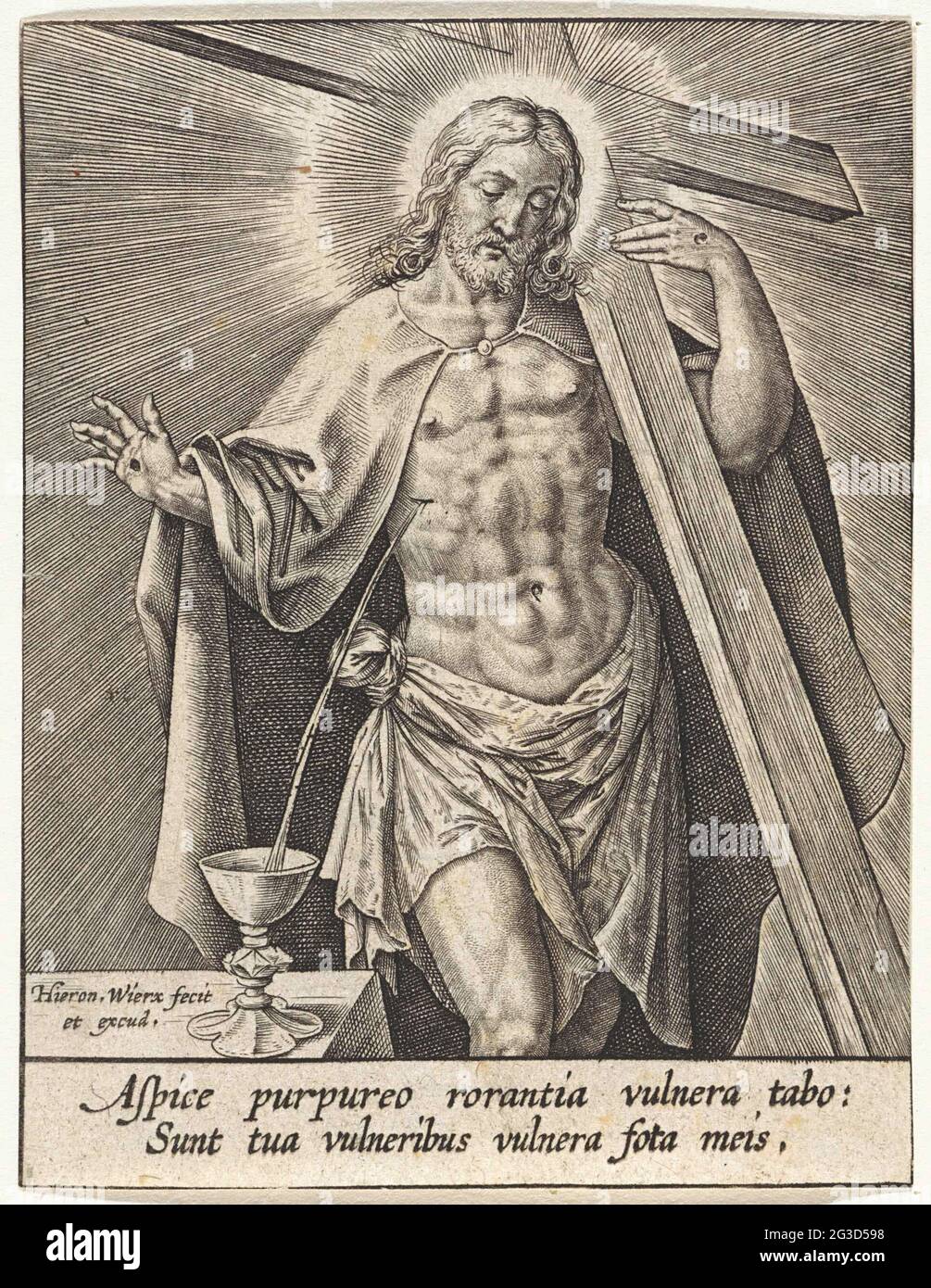 Christ with his cross. Christ bears his cross on his shoulder. From the ...
