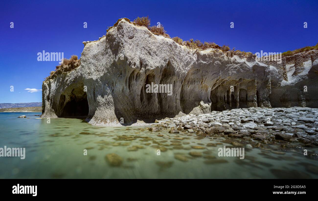 Mysterious stone columns of lake Crawley, California, USA Stock Photo ...