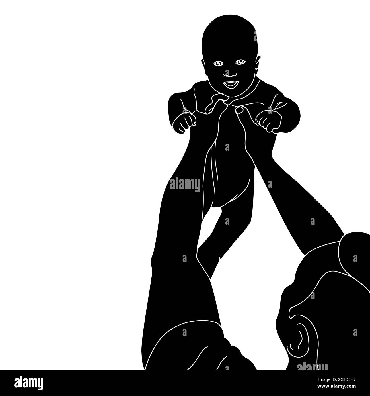 Illustration of a father and child bonding moment on a white background ...