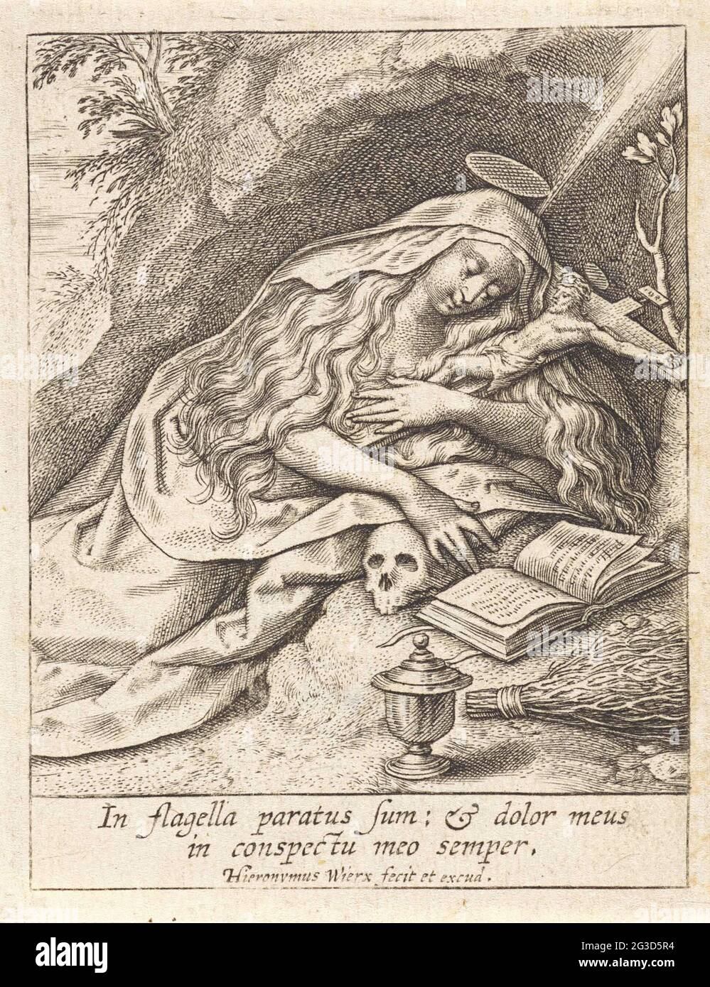 The penitent Maria Magdalena. Maria Magdalena is a cave with a crucifix ...